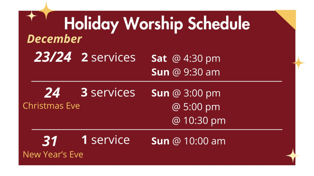 Holiday Worship Schedule - McCabe United Methodist Church