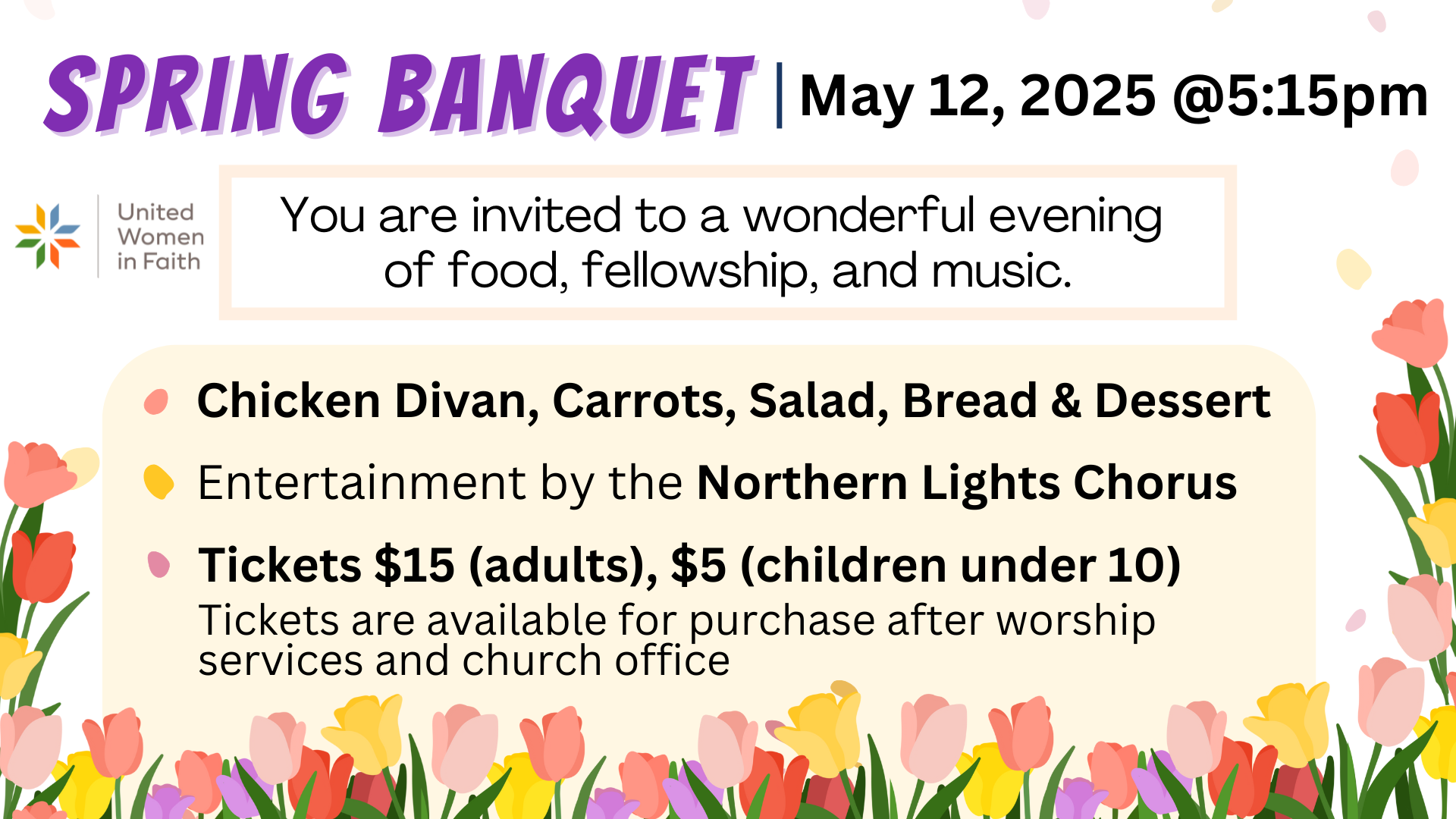 Spring Banquet | May12, 5:15pm - McCabe United Methodist Church