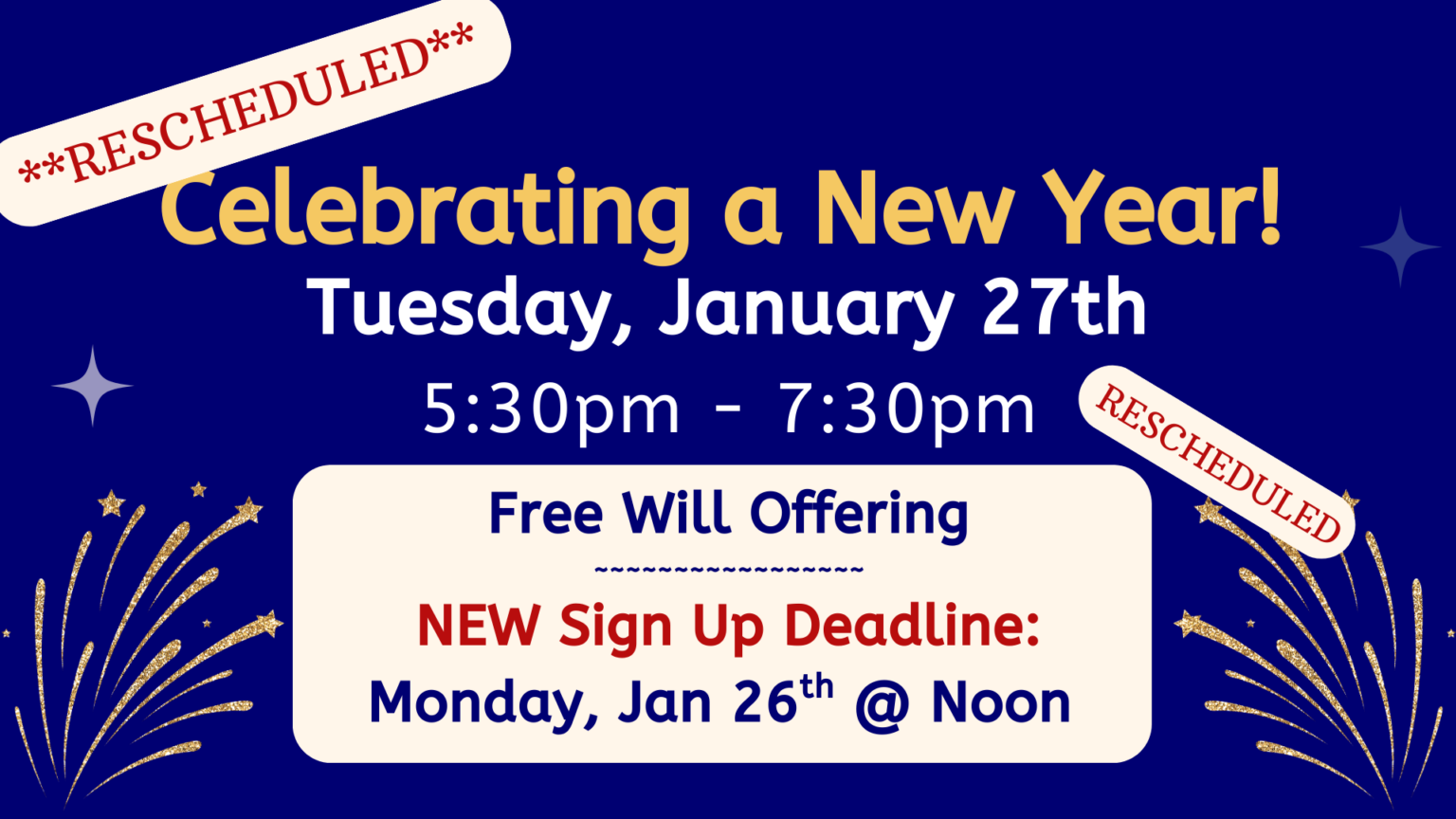 Celebrating a New Year - Rescheduled! - McCabe United Methodist Church